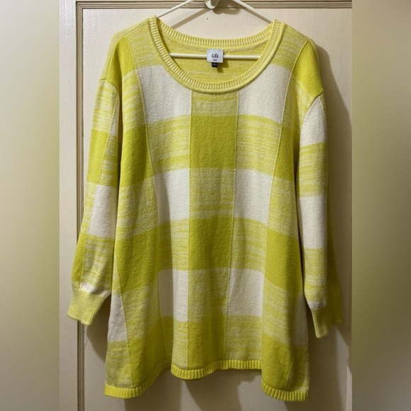 CAbi | Sweaters | Cabi Checkerboard Sweater Womens Xxl Crewneck Ribbed ...